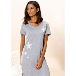 Damen Nachthemd, VIVANCE DREAMS BY LASCANA, Gr. 40, wei&szlig;, Single Jersey, Obermaterial: 90% Baumwolle, 10% Polyester, gemustert, Kleider, mit s&uuml;&szlig;em