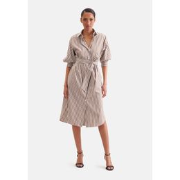 Seidensticker Damen Sommerkleid, beige, Gr. 38, gestreift, 74% Baumwolle, 23% Polyamid, 3% Elasthan, Kleider, 3/4 Kragen Gestreift