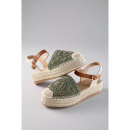 ANISTON SHOES Damen Plateausandale, Gr. 40, gr&uuml;n, Lederimitat, Textil, Schuhe, H&auml;kel-Sandale, Sommerschuh, Urlaubsschuh - NEUE KOLLEKTION