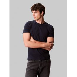 Calvin Klein Herren T-Shirt "SS STRETCH COTTON SLIM TEE", blau, Gr. XXL, unifarben, Single Jersey, Obermaterial: 95% Baumwolle, 5% Elasthan, Shirts,