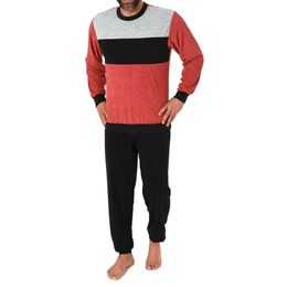 Normann Frottee langarm Schlafanzug Pyjama B&uuml;ndchen - 81312 in rot | Gr.: 48