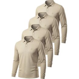Normani 4er Set Herren Langarm Poloshirt Lyroe in Beige | Gr.: 4xl