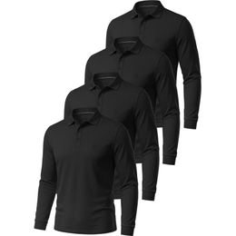 Normani 4er Set Herren Langarm Poloshirt Lyroe in Schwarz | Gr.: 3XL