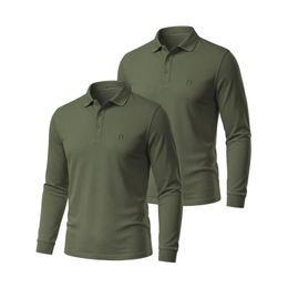 Normani 2er Set Herren Langarm Poloshirt Lyroe in Oliv | Gr.: 3XL