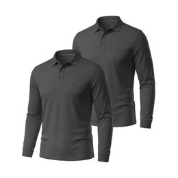 Normani 2er Set Herren Langarm Poloshirt Lyroe in Anthrazit | Gr.: S