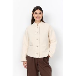 soyaconcept Damen Kurzjacke "SC-SHAIMA 1", wei&szlig;, Gr. XXL, unifarben, Pl&uuml;sch, Obermaterial: 100% Polyester, Jacken, Kunstfaser