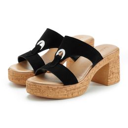 Lascana Damen Pantolette "Sandale, Mule, offener Schuh, Sommerschuh", Gr. 37, blau, Obermaterial: 100% Ziegenleder. Decksohle: 100% Rindsleder.