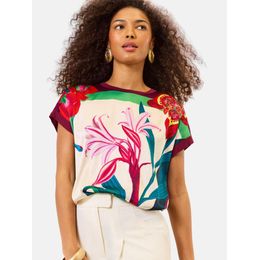 Love & Roses Bluse Damen Gr&ouml;&szlig;e M beige / gr&uuml;n / rot
