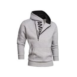 Amaci&Sons Amaci&Sons Kapuzenpullover HUNTSVILLE in Hellgrau/Schwarz | Gr.: XL