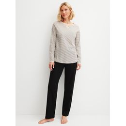 Calida Damen Schlafanzug "Sweet Dreams", Gr. M, schwarz, Interlock, Obermaterial: 100% Baumwolle, Homewear-Sets, lockere Passform, Rundhals,