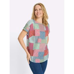 Classic Basics Damen Schlupfbluserot, himmelblau, bedruckt, Gr. 44, gemustert, mehrfarbig, 100% Polyester, Blusen