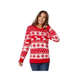 TecTake Festtagspullover, Winterlicher Strickpullover in Rot und Wei&szlig; | Gr.: XXL