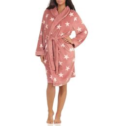 Normann Bademantel Sterne Morgenmantel Coralfleece - 51266 in rosa | Gr.: 36-38
