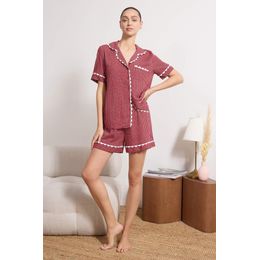 Trendyol Shorty Damen Gr&ouml;&szlig;e XL rot / dunkelrot / wei&szlig; Sommerkleid