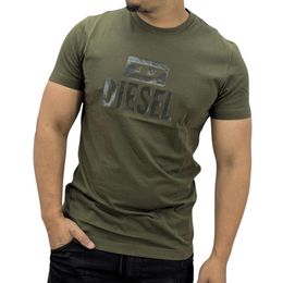 Diesel Monotones Logo-T-Shirt in Gr&uuml;n