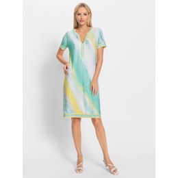 Heine Kleid Damen Gr&ouml;&szlig;e 48 aqua / gelb / wei&szlig; Sommerkleid
