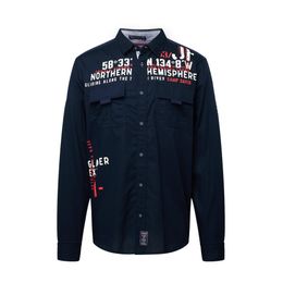 CAMP DAVID Button Up Shirt 'Alaska Ice Tour' male size XXXL Night blue / Orange red / White