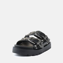 Buffalo Raya Ari West Leder Damen Schwarz Sandalen
