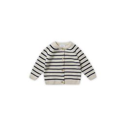 Stellou & friends Gestreifte Strickjacke in wei&szlig; | Gr.: 74/80
