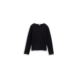 Tom Tailor Pullover in black stripe with featheryarn | Gr.: XL