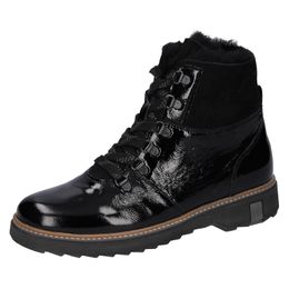 Waldl&auml;ufer WALDL&Auml;UFER Damen Schn&uuml;rboots "Hitomi", Gr. 7,5, schwarz, Lackleder, Lammfell, Schuhe, in Lack-Optik, H-Weite