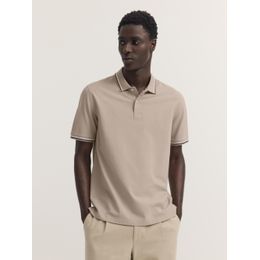 Bugatti Herren Poloshirt "Modern Fit", beige, Gr. L, unifarben, 100% Baumwolle, Shirts, Modern Fit Baumwoll-Piqu&eacute; Kurzarm Polokragen