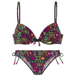 Buffalo Damen Push-Up-Bikini, bunt, Gr. 36, Ethnomuster, bedruckt, Microfaser, Bikini-Sets, farbenfroher Ethnodruck