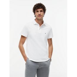 Tommy Hilfiger Herren Poloshirt "1985 SLIM POLO", wei&szlig;, Basic, Gr. L, unifarben, Piqu&eacute;, Obermaterial: 97% Baumwolle, 3% Elasthan, Shirts, mit