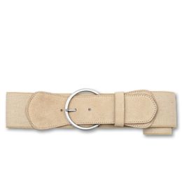 Bernd G&ouml;tz BERND G&Ouml;TZ Damen Tailleng&uuml;rtel "Tailleng&uuml;rtel mit Stretch und gro&szlig;er silberner Ringschlie&szlig;e", beige, Gr. 75, Kunstfaser, G&uuml;rtel