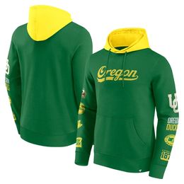 Fanatics Damen Kapuzenpullover "Fanatics Hoodie Oregon Ducks Colorblock Badge", gr&uuml;n, Gr. L, 60% Baumwolle, 40% Polyester, Pullover