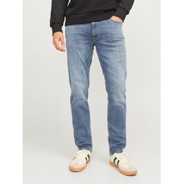 Jack & Jones JACK & JONES Herren Slim-fit-Jeans "JJICLARK JJEVAN AM 795 NOOS", blau, Gr. 28, Abriebeffekte, Denim/Jeans, Obermaterial: 95% Baumwolle, 4%