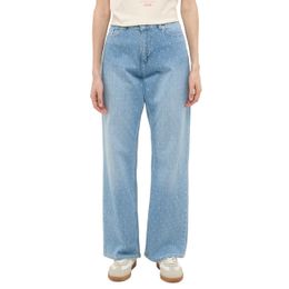Mustang Damen Weite Jeans "Damen Style Madison Wide", blau, Gr. 33, gepunktet, Denim/Jeans, 99% Baumwolle, 1% Elasthan, Jeans