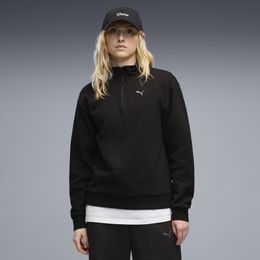 Puma Damen Sweatshirt "Essentials Elevated Standard Sweatshirt mit Rei&szlig;verschluss bis", schwarz, Gr. XS, Obermaterial: 66% Baumwolle, 32% Polyester,