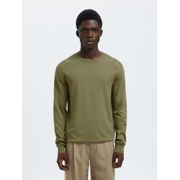 Selected Herren Rundhalspullover "SLHBERG CREW NECK NOOS", gr&uuml;n, Gr. XL, meliert, Strick, Obermaterial: 100% Baumwolle, Pullover, Baumwolle, regular