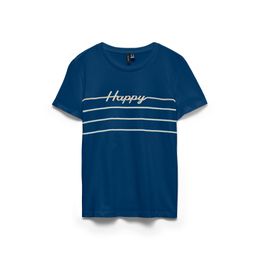 V&eacute;ro Moda VERO MODA Damen Kurzarmshirt "VMLINE SS TOP BOX JRS", blau, Gr. M, bedruckt, Jersey, Obermaterial: 100% Baumwolle, Shirts, Baumwolle, regular fit