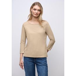 Street One Damen T-Shirt, beige, Gr. 34, unifarben, Web, 60% Baumwolle, 40% Polyester, Shirts, im soften Baumwoll-Mix