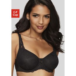 Damen Minimizer-BH, NUANCE BY LASCANA, Gr. 100, schwarz, Mesh, Spitze, Obermaterial: 86% Polyamid, 14% Elasthan, BHs, mit B&uuml;gel mit