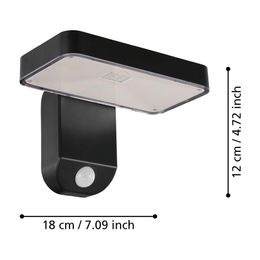 Eglo Solar-Wandleuchte &raquo;Pastion&laquo; - 18x13x12cm - schwarz -