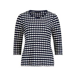 Betty Barclay Basic Shirt mit Rundhalsausschnitt in Dunkelblau/Wei&szlig; | Gr.: 40