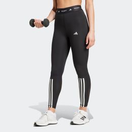 Damen Trainingstights "TF 3S 7/8 L", schwarz, Gr. XS, adidas Performance, Obermaterial: 73% Polyester, 27% Elasthan, Hosen