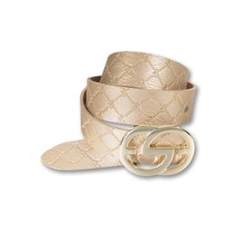 Silbergift Damen Lederg&uuml;rtel "Lederg&uuml;rtel mit Rautenpr&auml;gung und Designschlie&szlig;e", beige, Gr. 85, Rindsleder, G&uuml;rtel