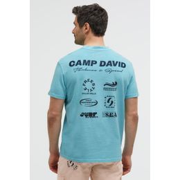 CAMP DAVID Herren Rundhalsshirt, blau, Gr. XXL, bedruckt, Piqu&eacute;, Material: 100% Baumwolle, Shirts, aus Baumwolle
