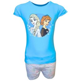 Schlafanzug kurz Disney Frozen Elsa & Anna in Hellblau | Gr.: 128