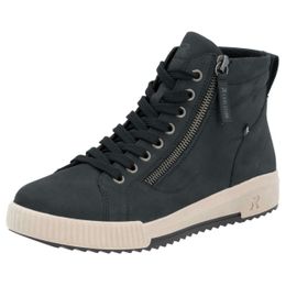 RIEKER SPORT Damen Schn&uuml;rboots, Gr. 38, blau, Leder, Schuhe, Stiefelette, High Top Sneaker, Freizeitboots mit Rei&szlig;verschluss