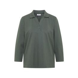 Cecil Damen Poloshirt, gr&uuml;n, Gr. S, unifarben, Piqu&eacute;, Obermaterial: 48% Baumwolle, 48% Modal, 4% Elasthan, Shirts, 3/4-Arm Shirt mit Knopfdetails /