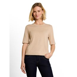 Tom Tailor Damen Strickpullover, beige, Gr. XS, meliert, Strick, Obermaterial: 55% Baumwolle, 40% Viskose, 5% Elasthan, Pullover, Sommer-Pulli -