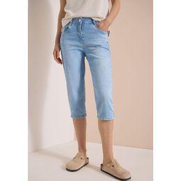Cecil Damen Slim-fit-Jeanslight blau random bleached, Gr. 30, unifarben, Jeans, 83% Baumwolle, 15% Polyester, 2% Elasthan, Jeans, aus Baumwolle mit