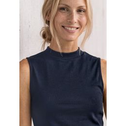 Street One Damen Shirttop, blau, Gr. 34, unifarben, Jersey, Obermaterial: 63% Modal, 37% Polyester, Tops, Sommertop im Silk-Look mit Turtle Neck