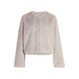 Cartoon Kunstfell-Jacke mit Eingrifftaschen in Hellgrau | Gr.: 40