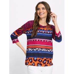 Sieh an! 3/4-Arm-Shirt in orange-royalblau-bedruckt | Gr.: 46